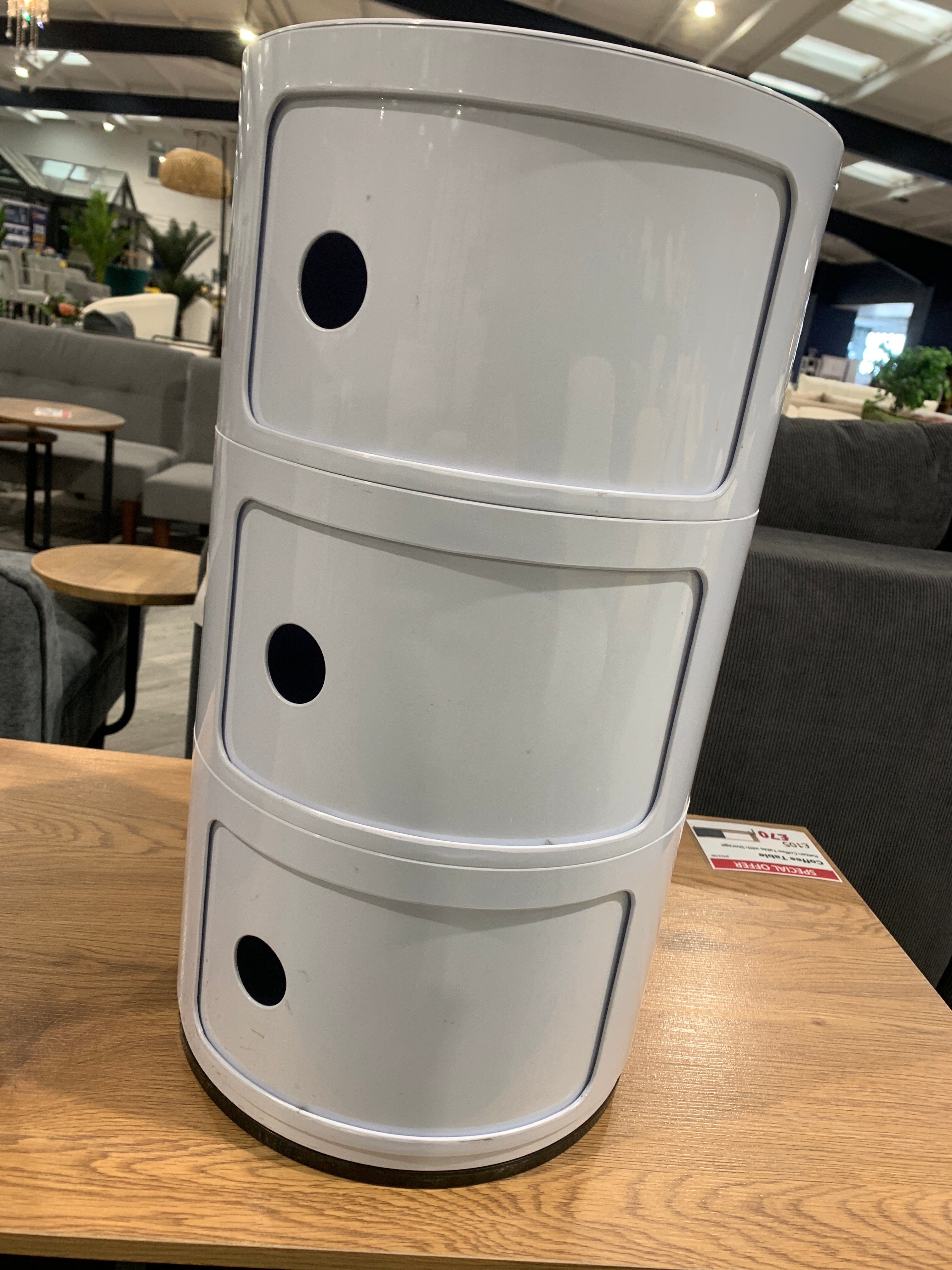 Cylindrical Multi-Tiered Plastic Storage Drawer Unit