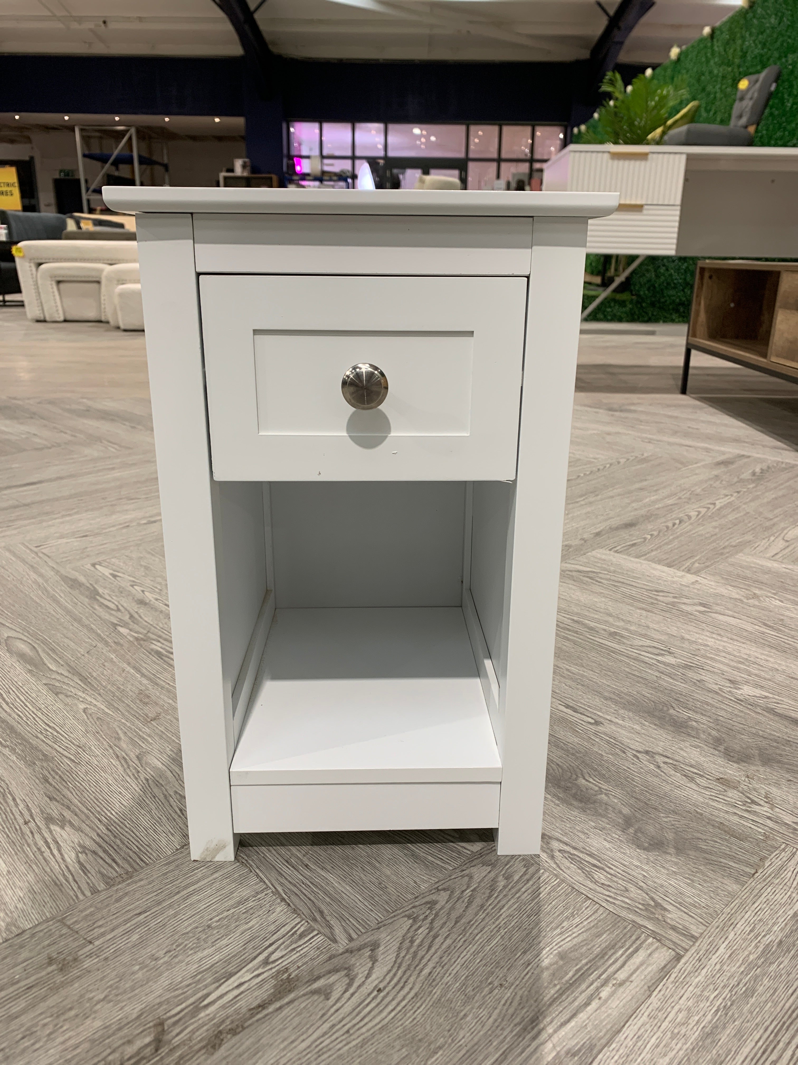 Small White Side Table with a Drawer